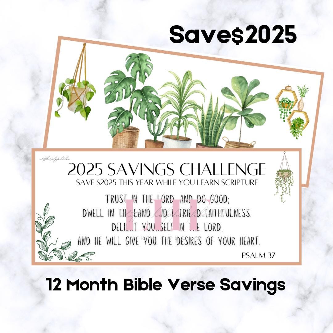 2025 12 Month Psalm Savings Challenge Set | A6 Bible Verse Savings ...