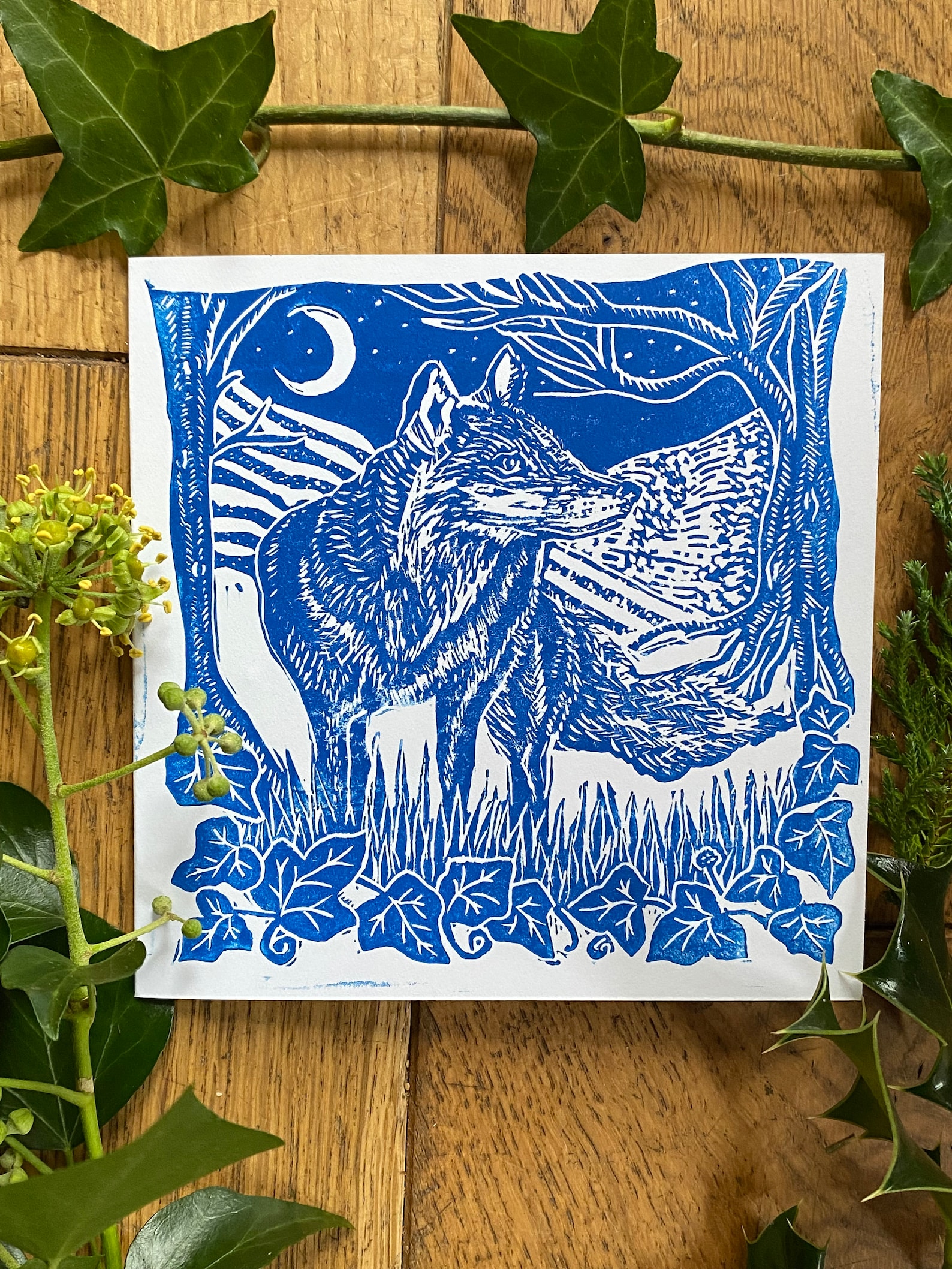 Hand Printed Linocut Christmas Cards Pack of Four Different Designs ...