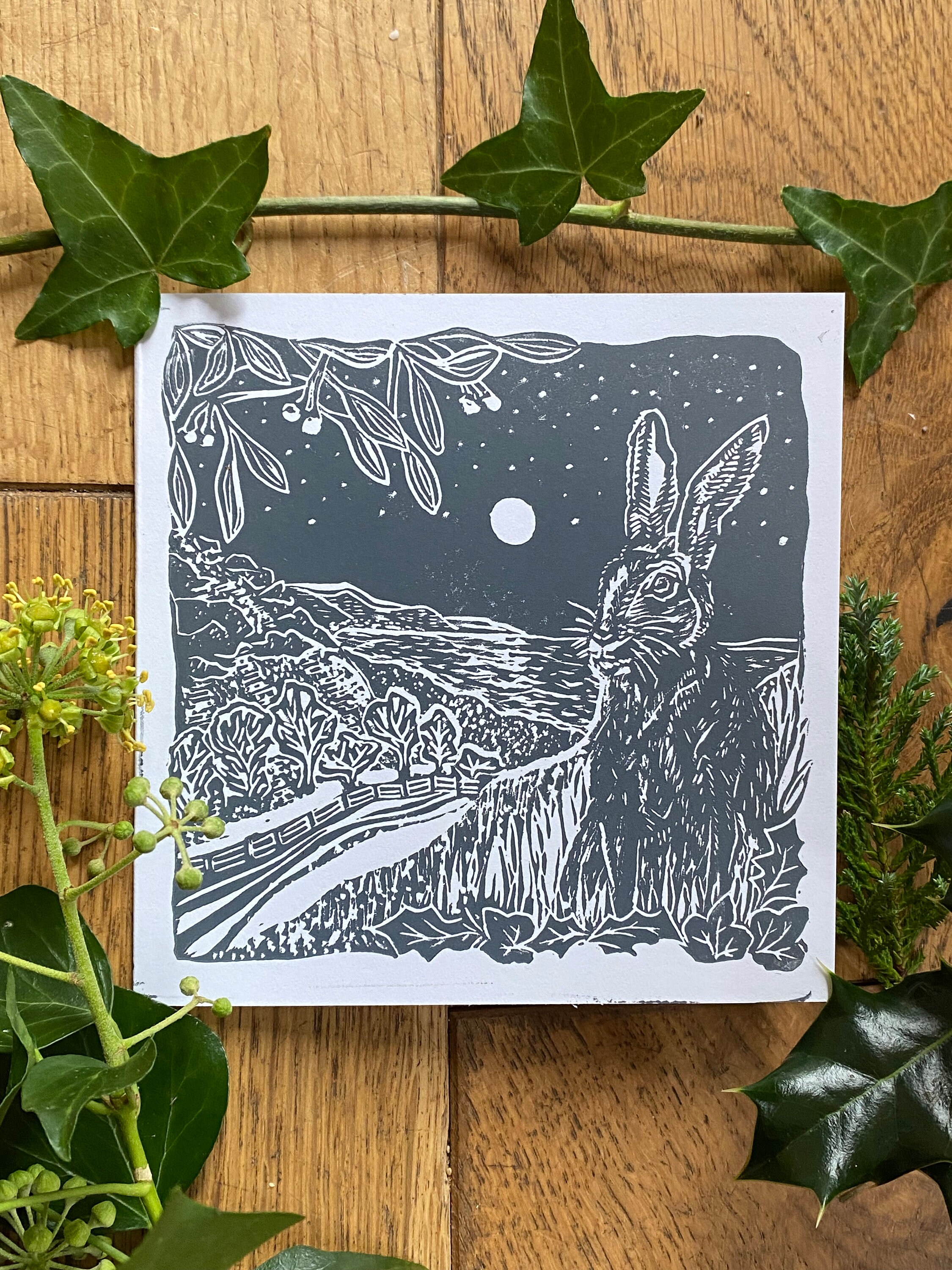 Hand Printed Linocut Christmas Cards Pack of Four Different Designs ...