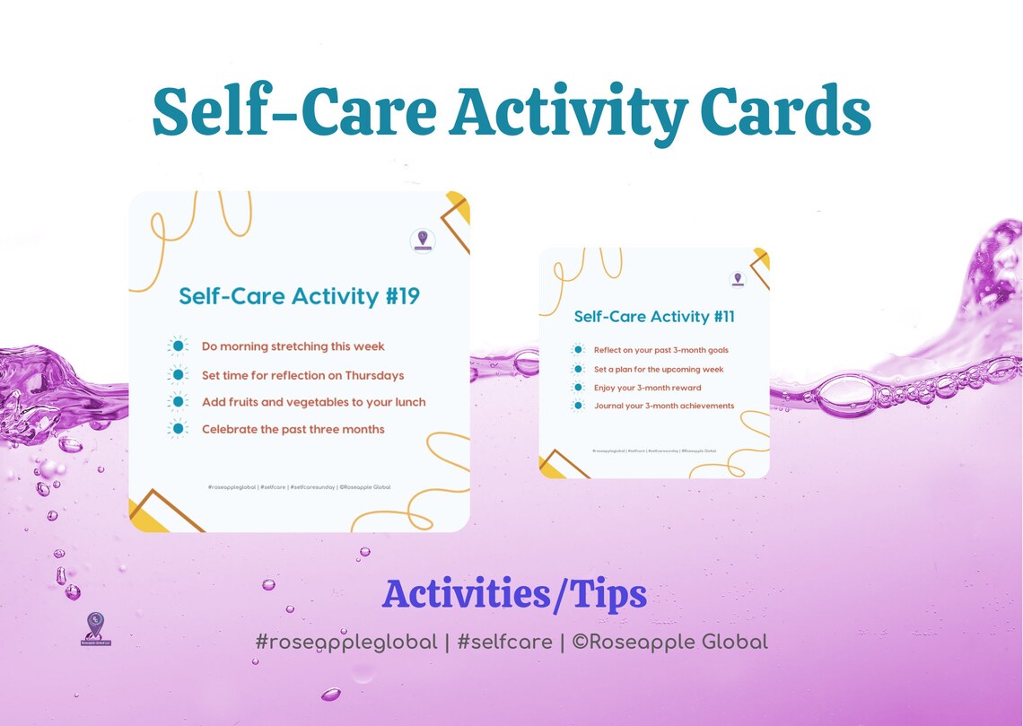Printable Self-care Card Deck Self-care Activity Cards Self-care Tips ...