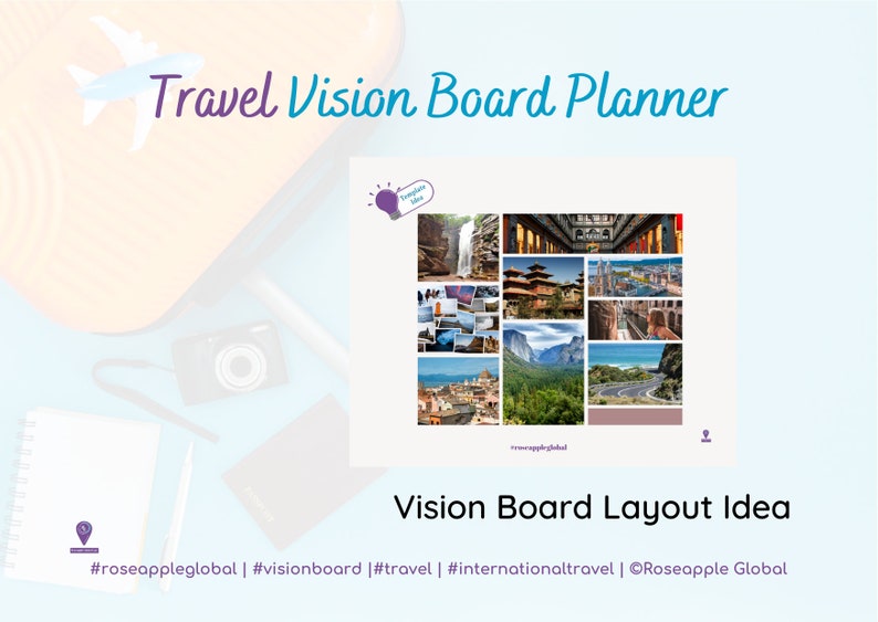 Printable Travel Vision Board Planner: Goal Setting Template (digital ...