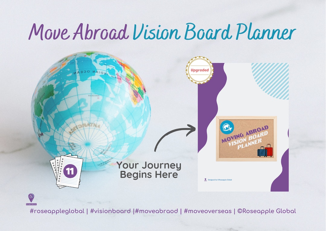 Printable Move Abroad Vision Board Planner | Move Abroad Vision ...