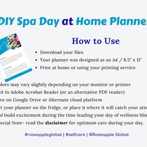 DIY Home Spa Day | Printable Self-care Planner | Spa Experience | Spa ...