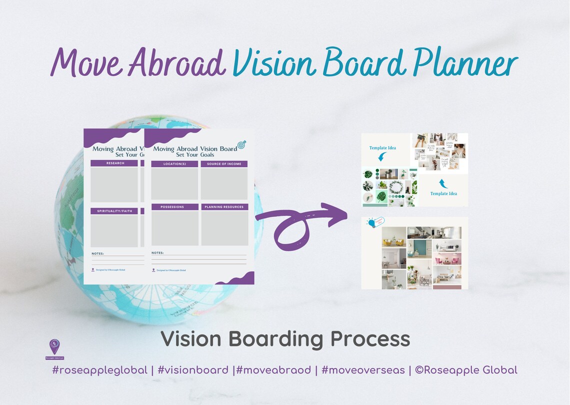 Printable Move Abroad Vision Board Planner Move Abroad Vision Template ...