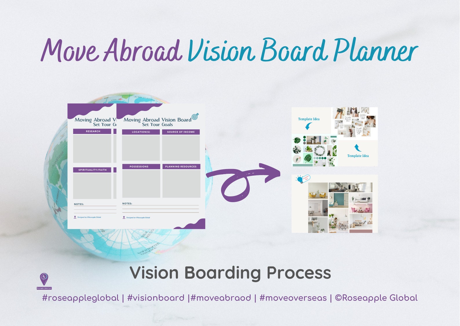 Printable Move Abroad Vision Board Planner | Move Abroad Vision ...