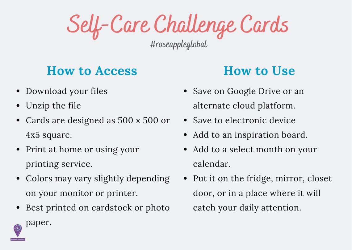 Printable Self-care Card Deck Self-care Cards Self-care - Etsy