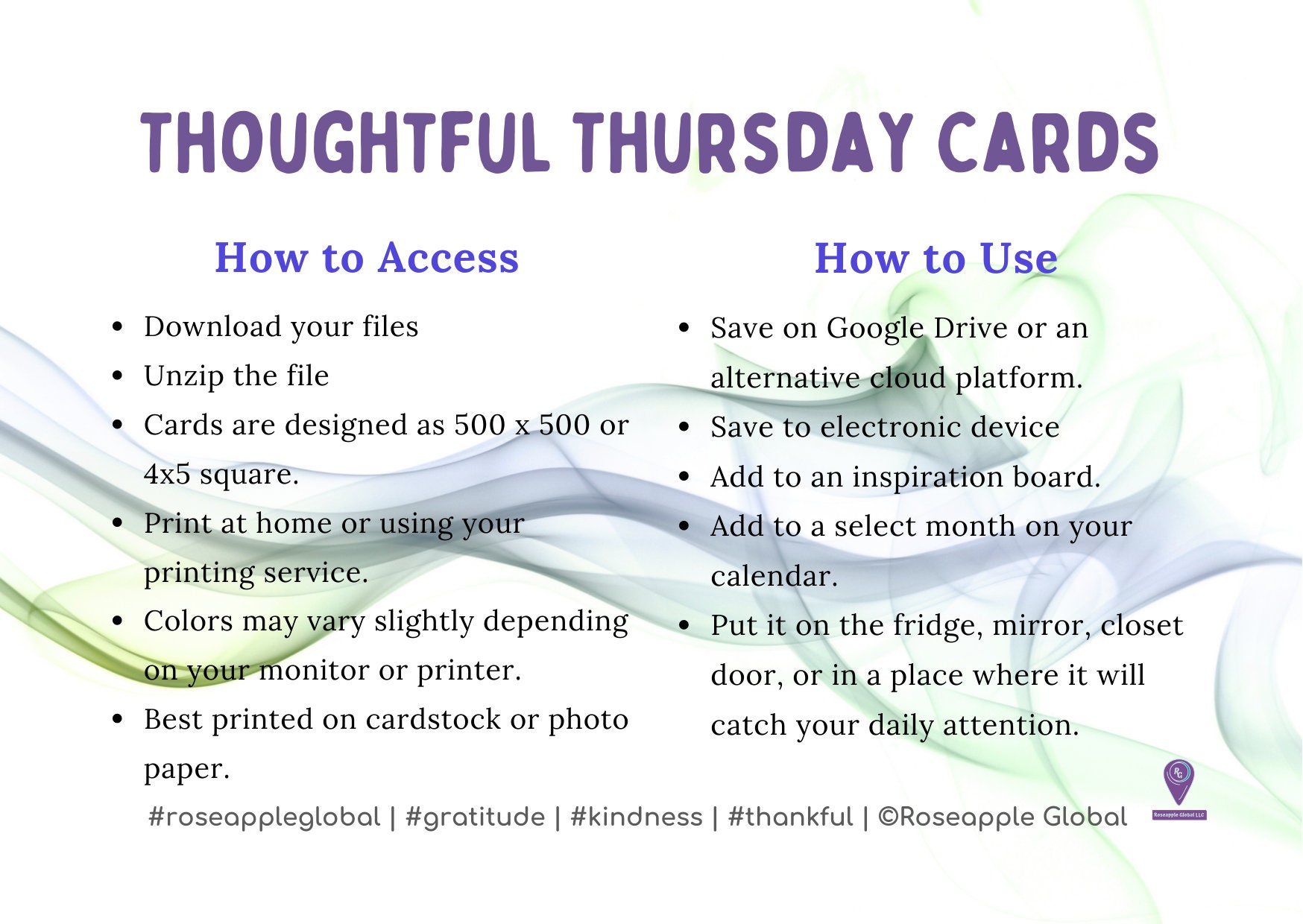 Printable Thoughtful Thursday Card Deck | Gratitude Cards | Kindness ...