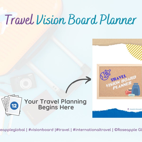 Printable Travel Vision Board Planner Travel Vision Board Template ...