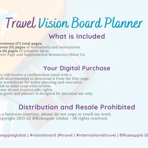 Printable Travel Vision Board Planner: Goal Setting Template (digital ...
