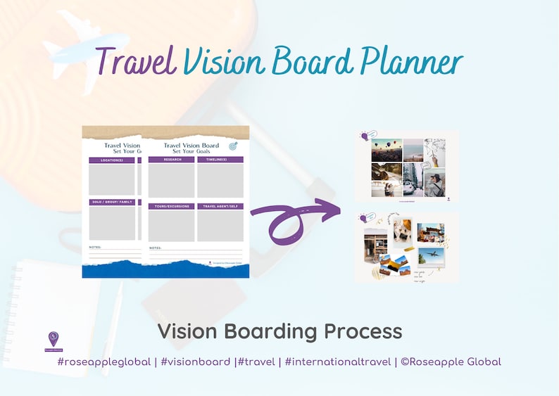 Printable Travel Vision Board Planner: Goal Setting Template (digital ...
