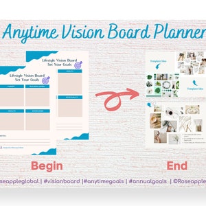 Printable Vision Board Planner | Vision Board Template | Goal Setting ...