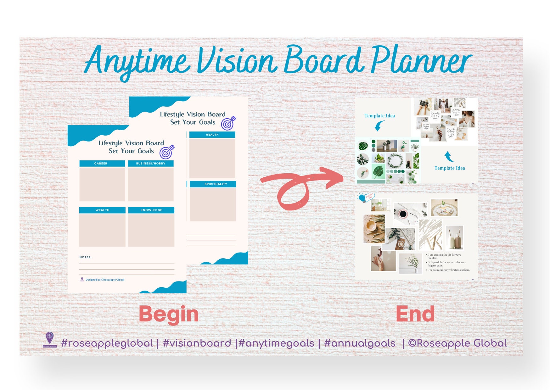 Printable Vision Board Planner | Vision Board Template | Goal Setting ...