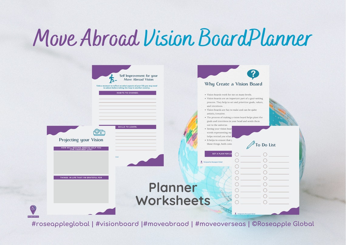 Printable Move Abroad Vision Board Planner Move Abroad Vision Template ...