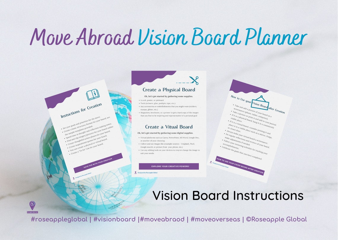 Printable Move Abroad Vision Board Planner Move Abroad Vision Template ...