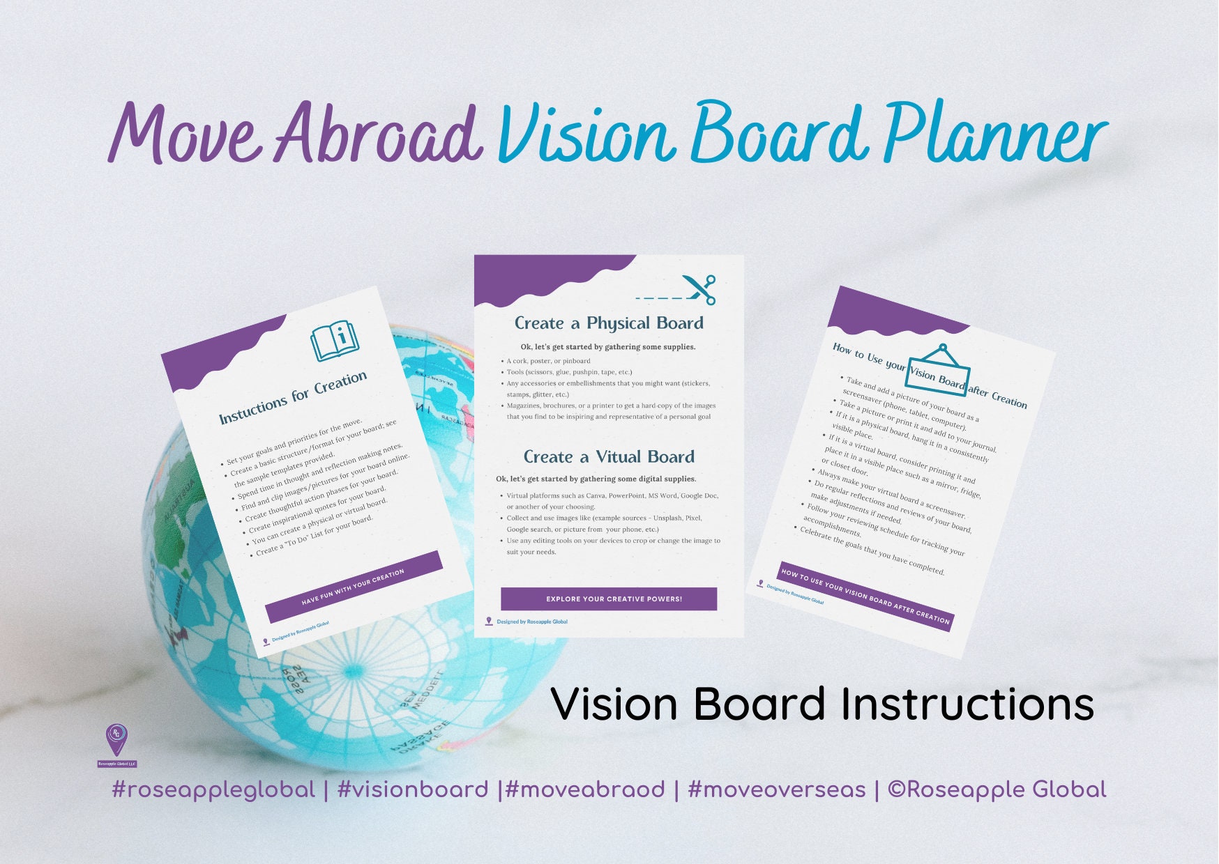 Printable Move Abroad Vision Board Planner | Move Abroad Vision ...