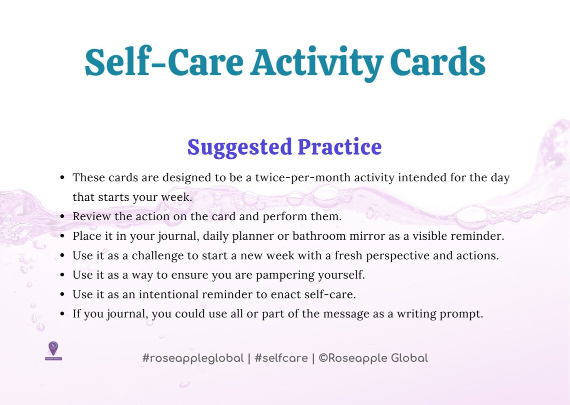 Printable Self-care Card Deck Self-care Activity Cards Self-care Tips ...