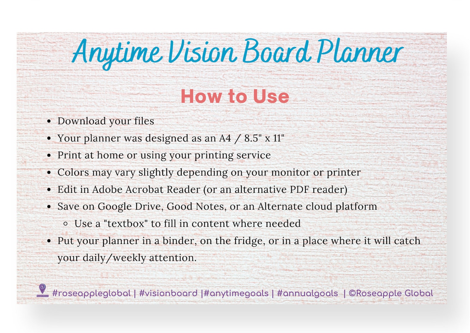 Printable Vision Board Planner | Vision Board Template | Goal Setting ...