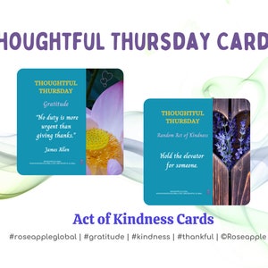 Printable Thoughtful Thursday Card Deck | Gratitude Cards | Kindness ...