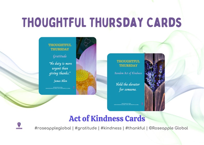 Printable Thoughtful Thursday Card Deck | Gratitude Cards | Kindness ...