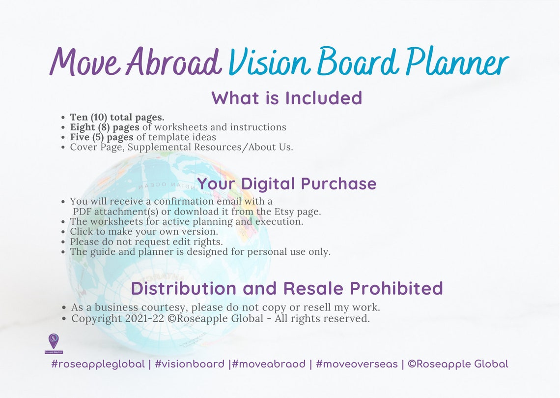 Printable Move Abroad Vision Board Planner Move Abroad Vision Template ...