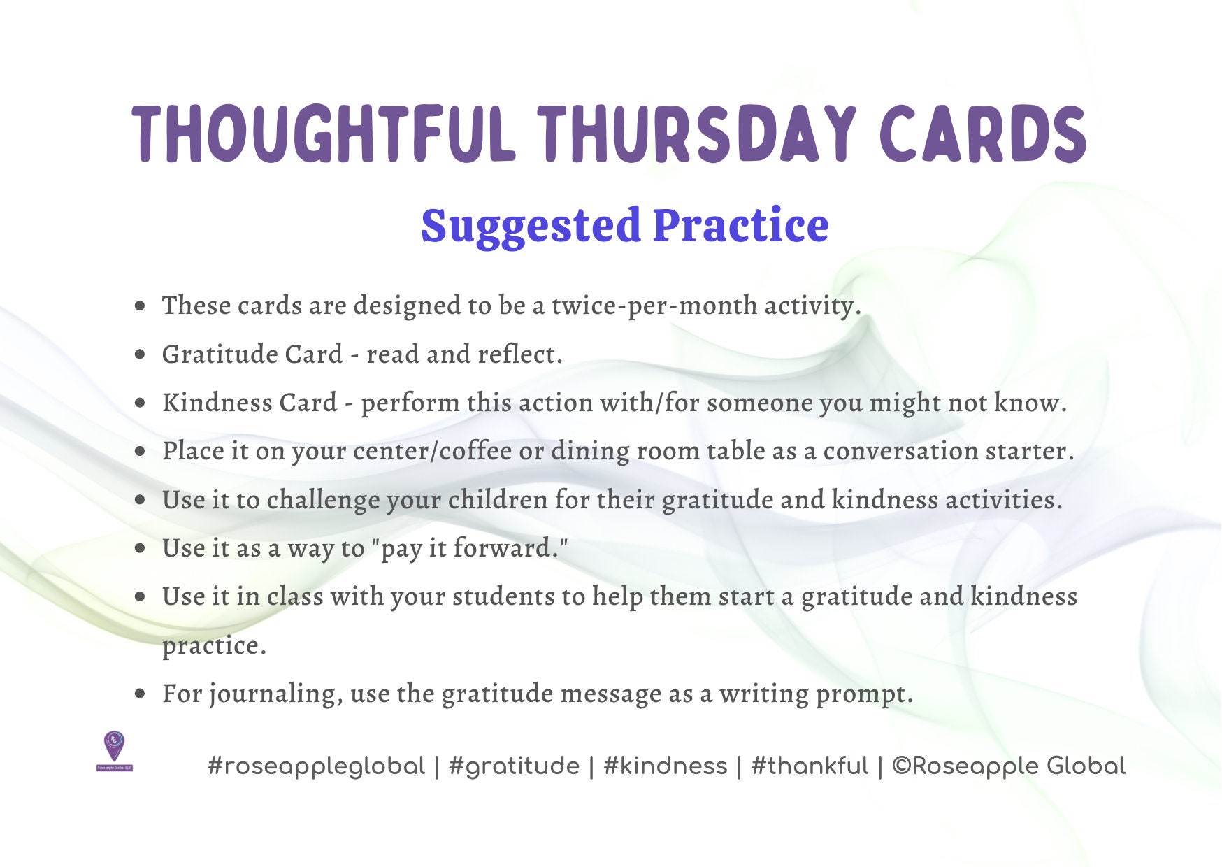 Printable Thoughtful Thursday Card Deck | Gratitude Cards | Kindness ...