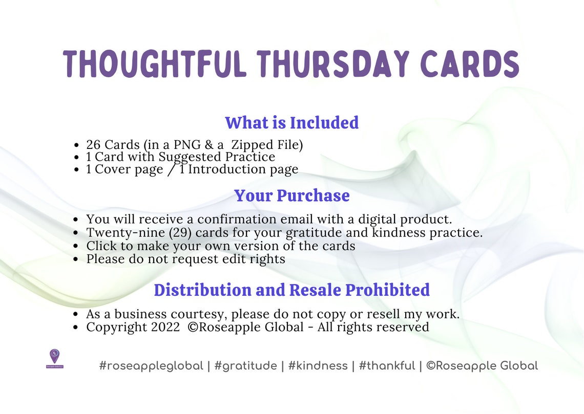 Printable Thoughtful Thursday Card Deck | Gratitude Cards | Kindness ...