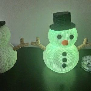 Cozy 7.5-inch 3D Printed Knitted Snowman With Waterproof LED Lights and ...