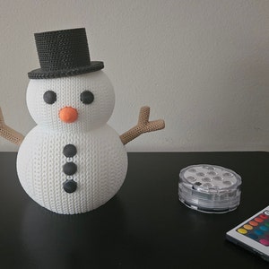 Cozy 7.5-inch 3D Printed Knitted Snowman With Waterproof LED Lights and ...