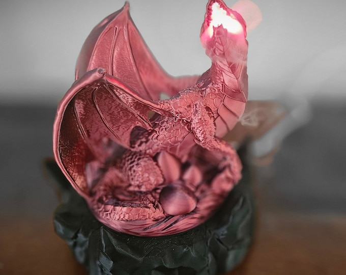Double Black or Red Dragon Castle Figurine Poly Resin Aroma Wax Warmer ...