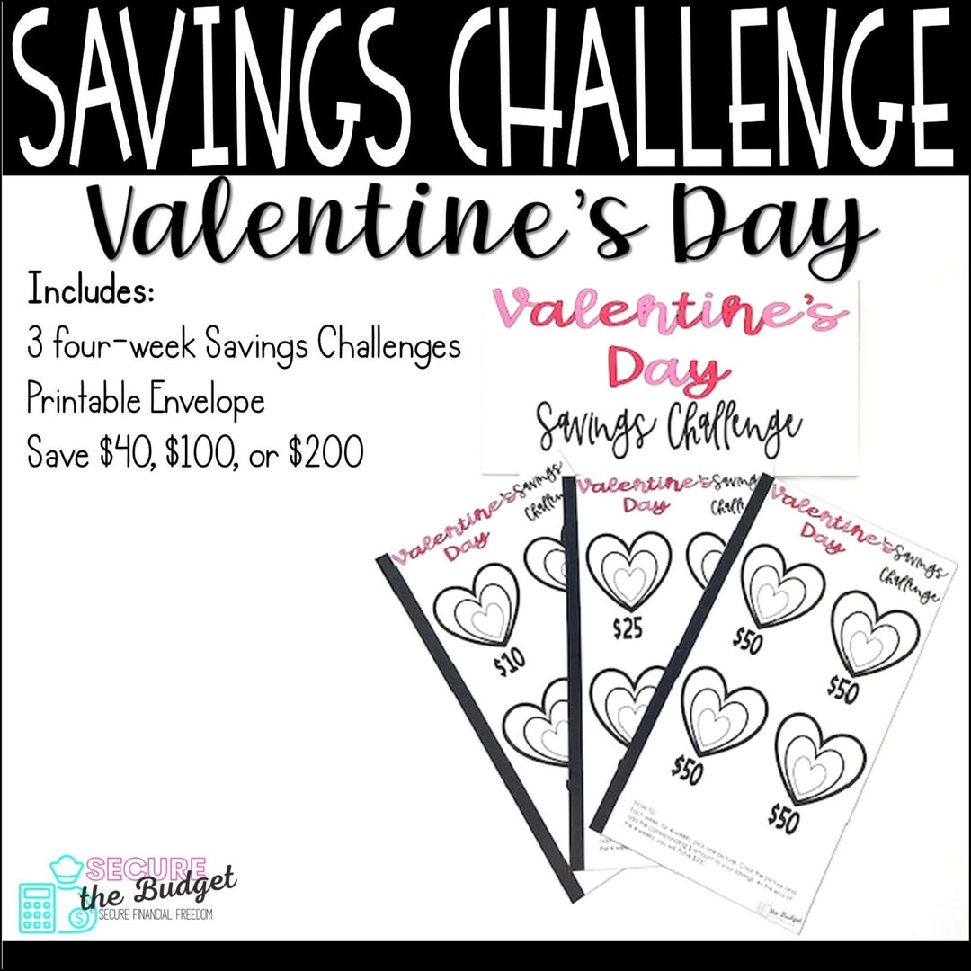 Valentine's Day Savings Challenge Envelope and Trackers - Etsy