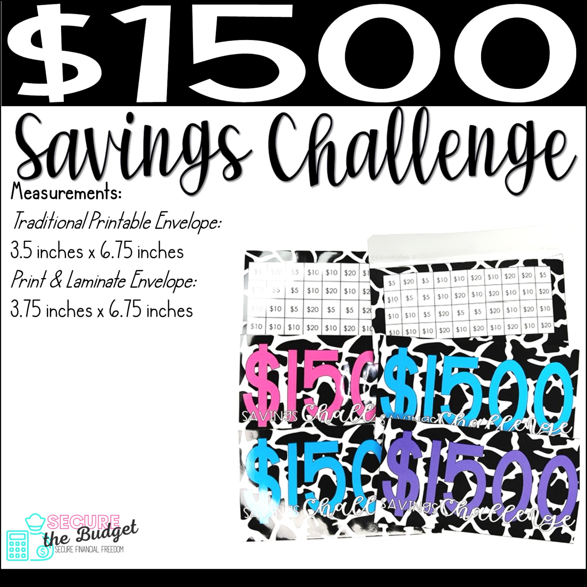 1500 Dollar Savings Challenge Printable Envelopes - Etsy