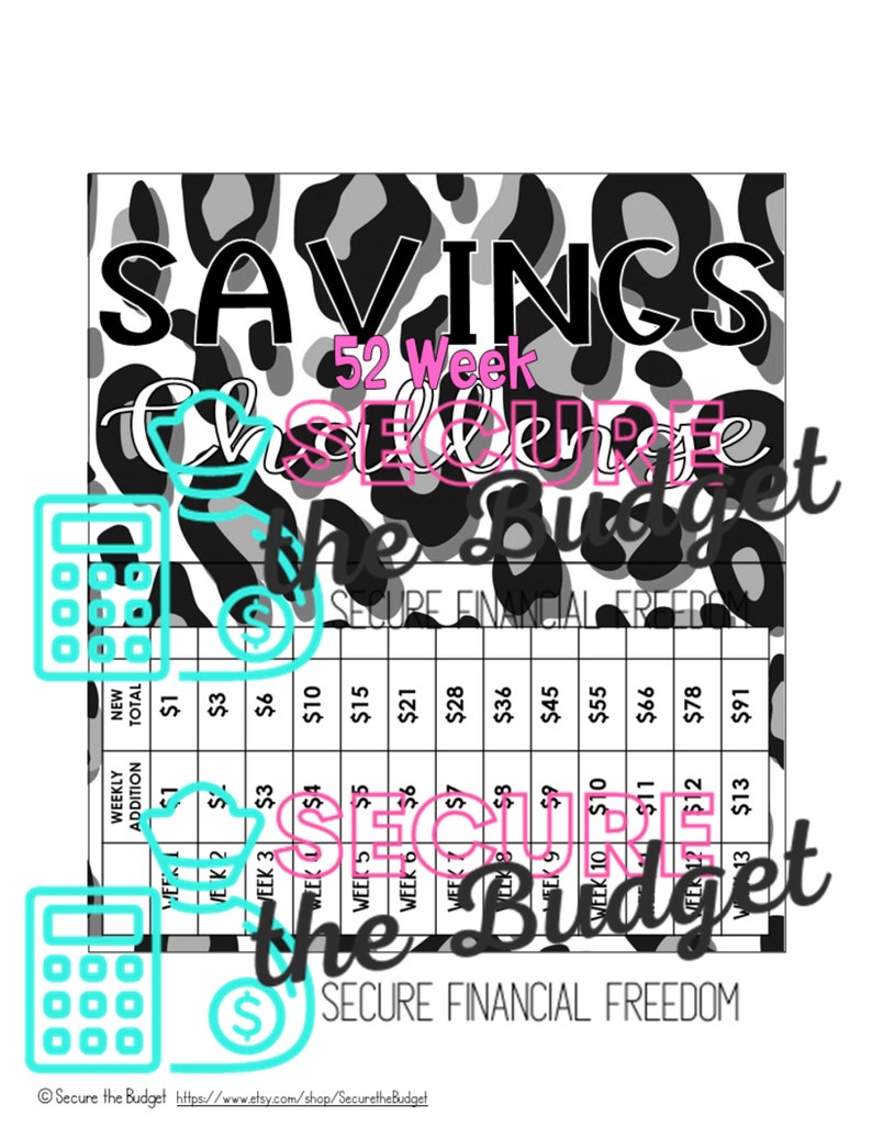 52 Week Savings Challenge Printable Envelopes - Etsy
