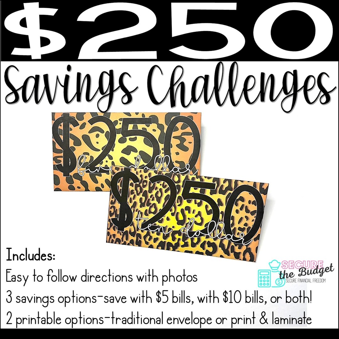 250 Dollar Savings Challenge Printable Envelopes - Etsy
