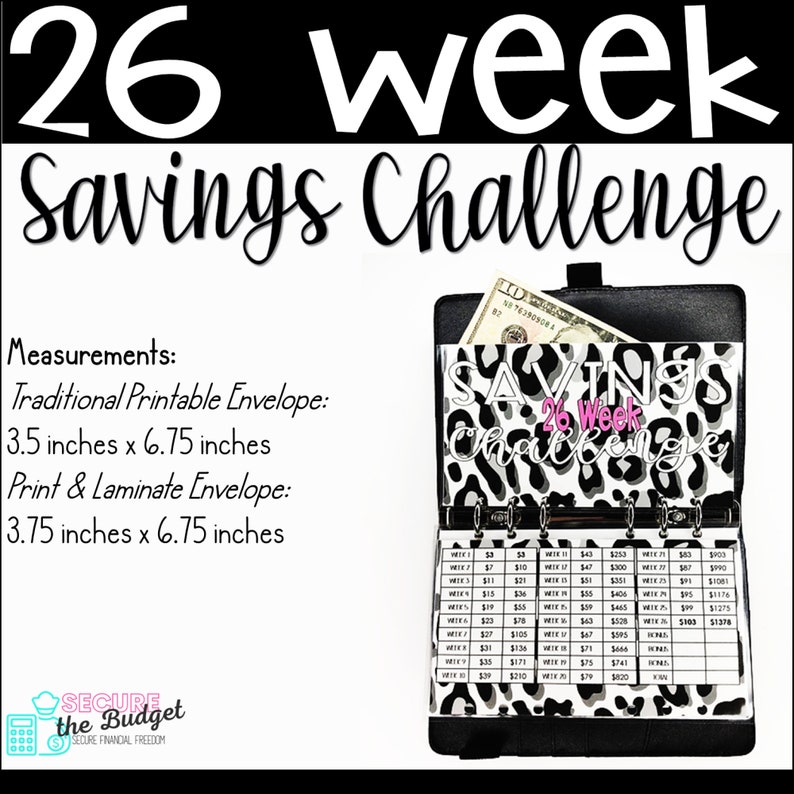 26 Week Savings Challenge Printable Envelopes - Etsy