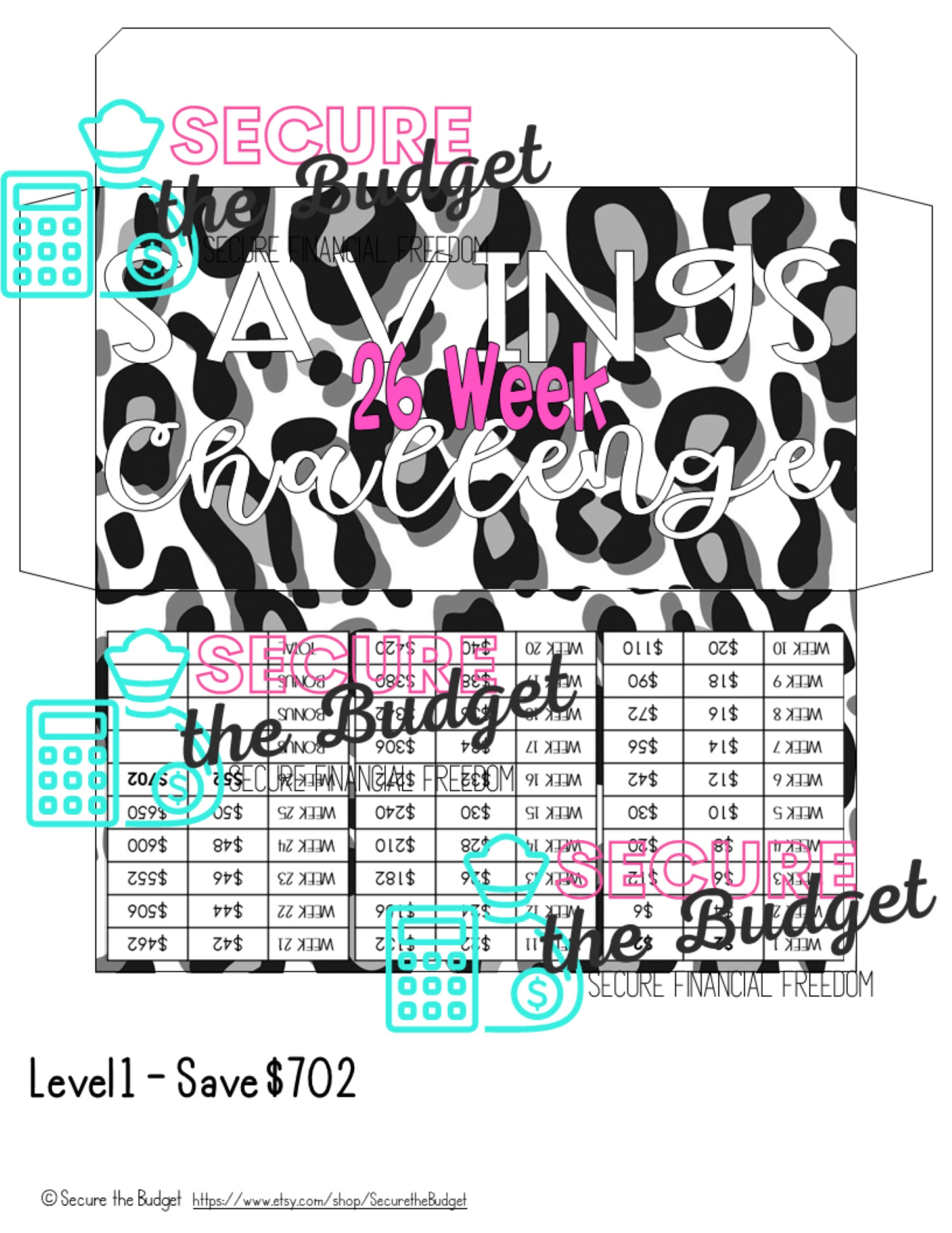 26 Week Savings Challenge Printable Envelopes - Etsy