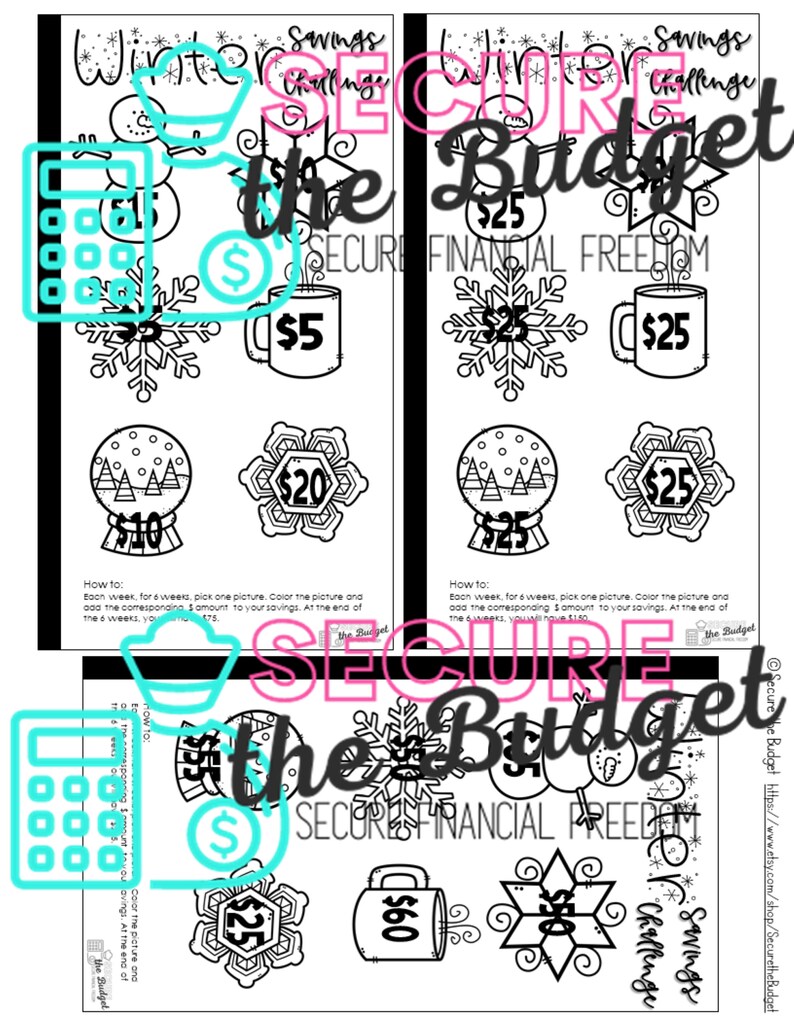 Winter Savings Challenge Envelope and Trackers - Etsy