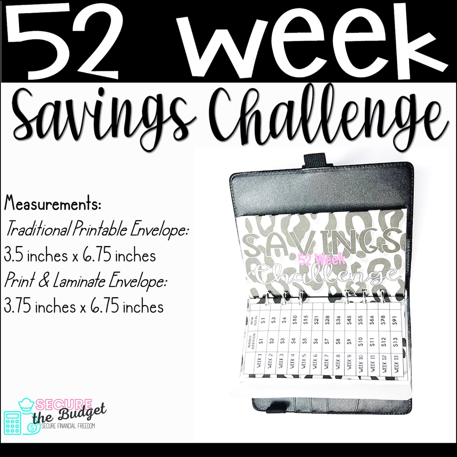 52 Week Savings Challenge Printable Envelopes - Etsy