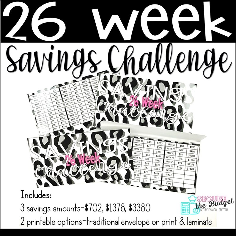 26 Week Savings Challenge Printable Envelopes - Etsy