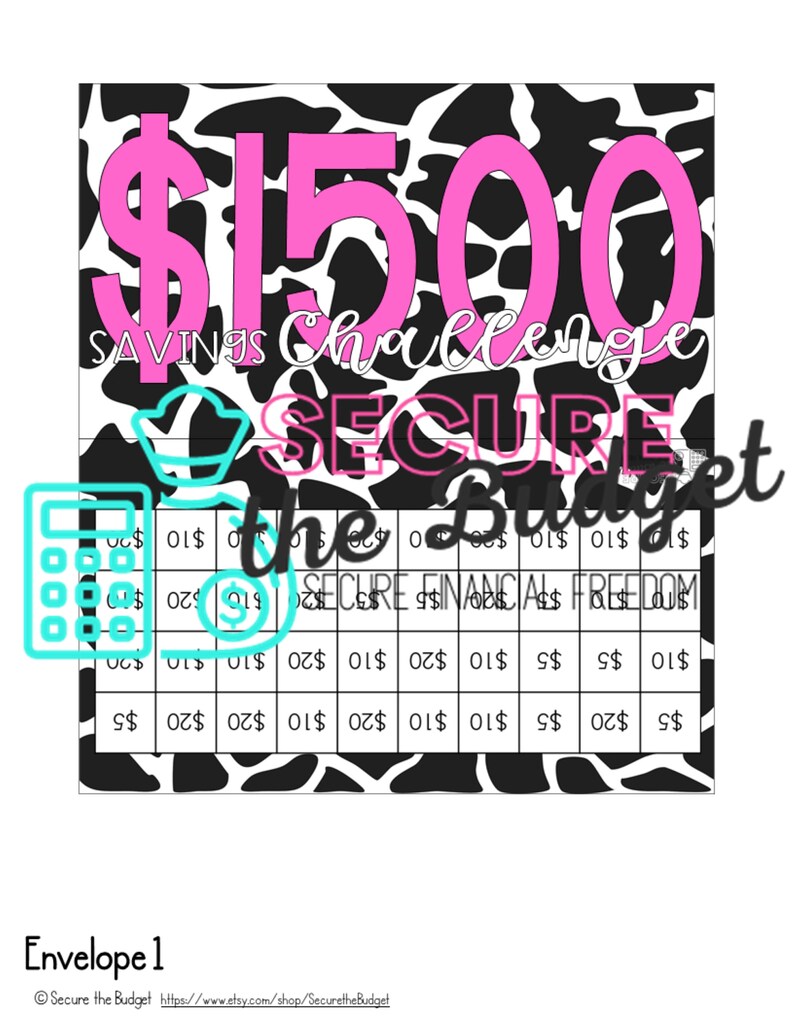 1500 Dollar Savings Challenge Printable Envelopes - Etsy