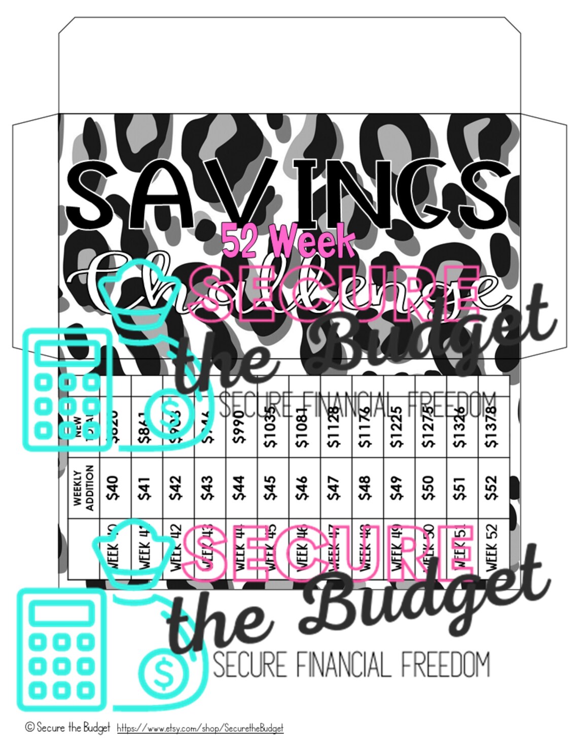 52 Week Savings Challenge Printable Envelopes - Etsy
