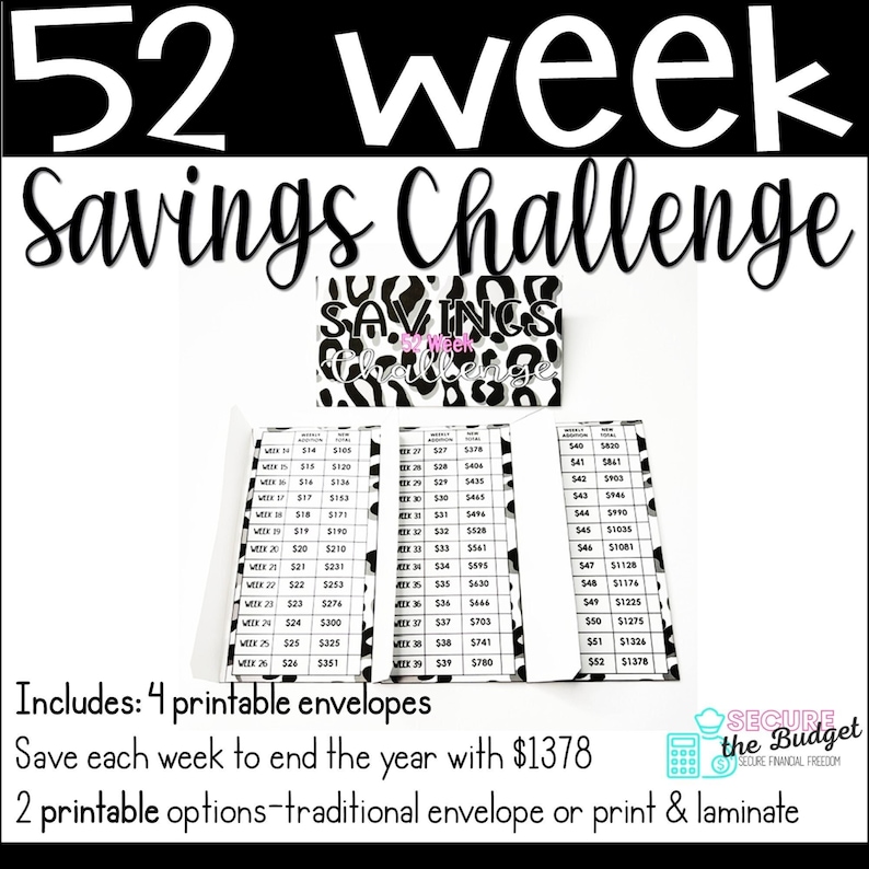 52 Week Savings Challenge Printable Envelopes - Etsy Australia