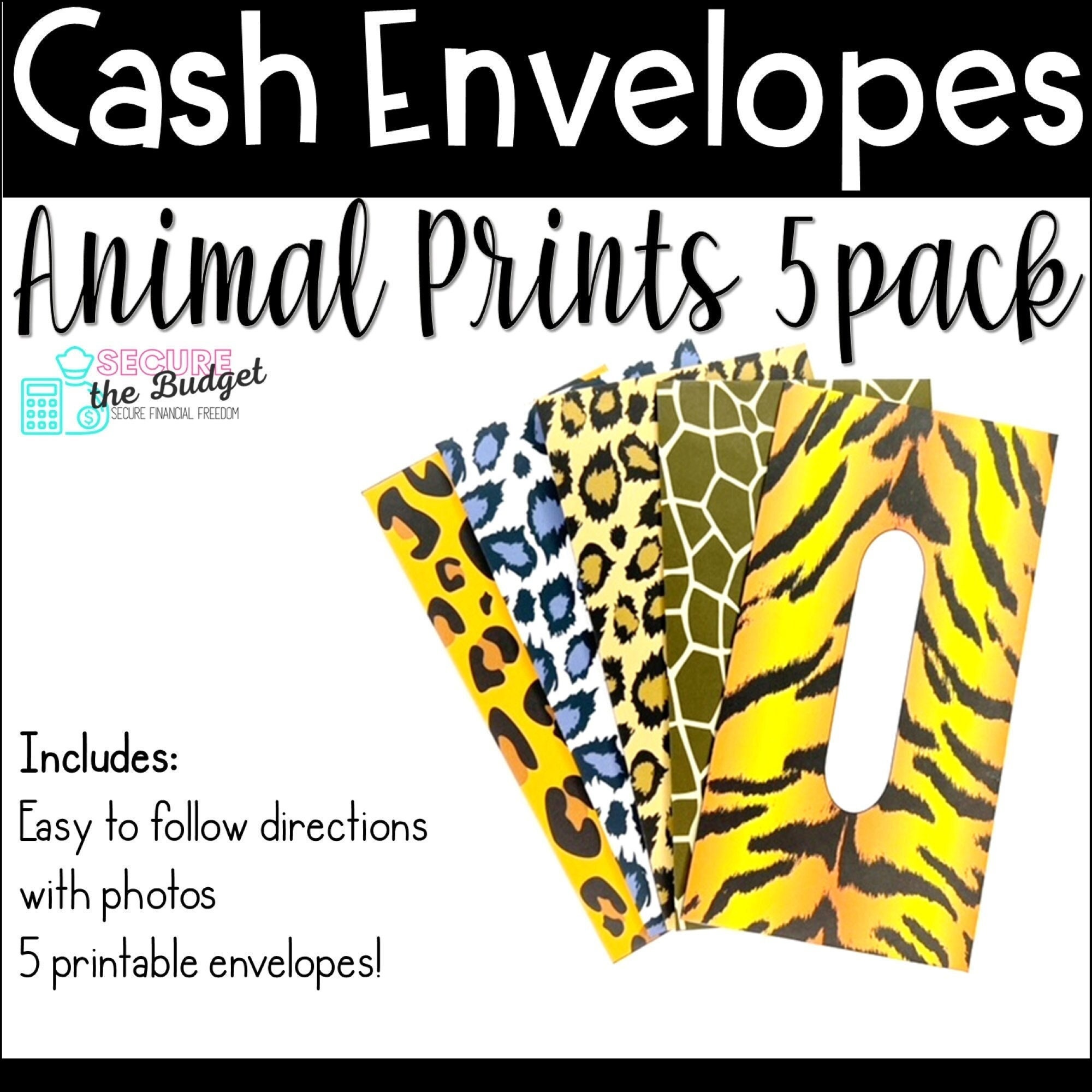 5 Pack Printable Cash Envelopes - Etsy