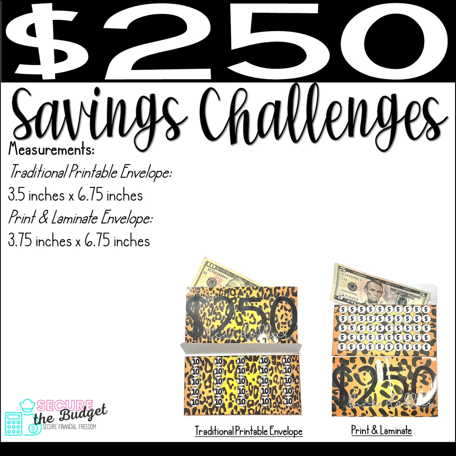 250 Dollar Savings Challenge Printable Envelopes - Etsy