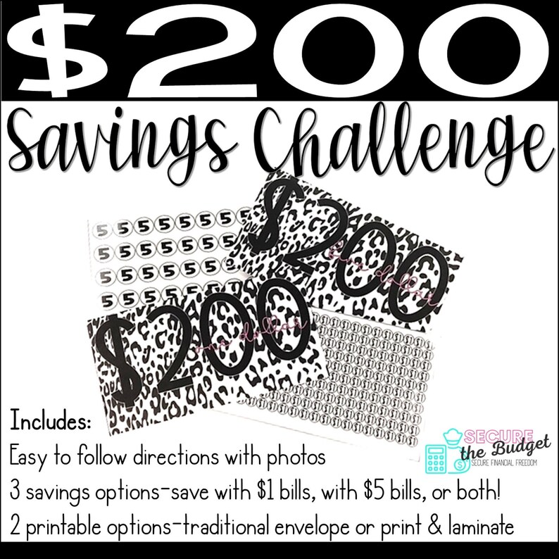 200 Dollar Savings Challenge Printable Envelopes - Etsy