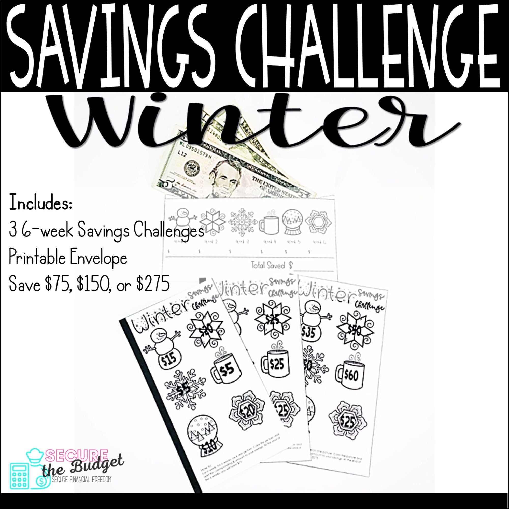 Winter Savings Challenge Envelope and Trackers - Etsy