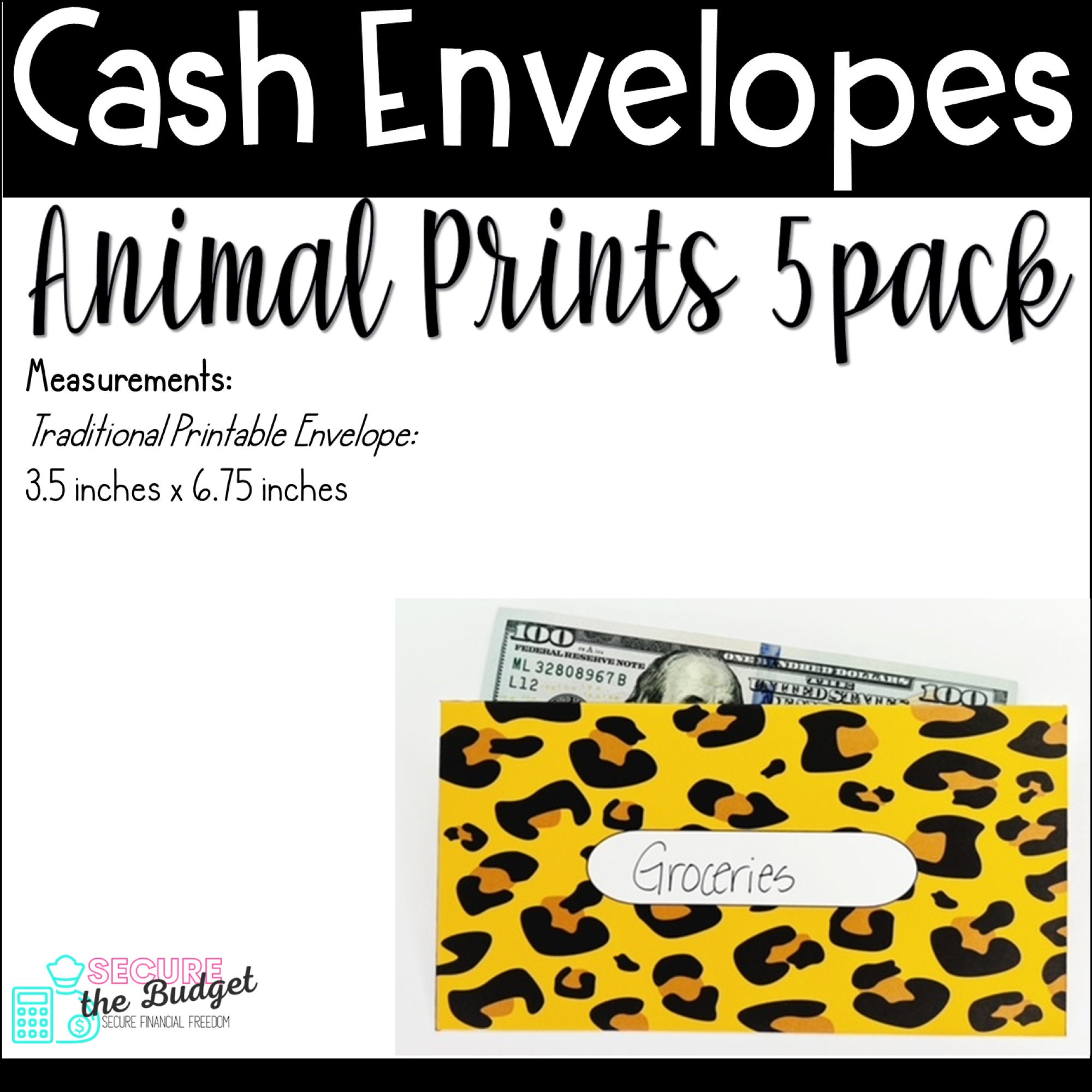 5 Pack Printable Cash Envelopes - Etsy