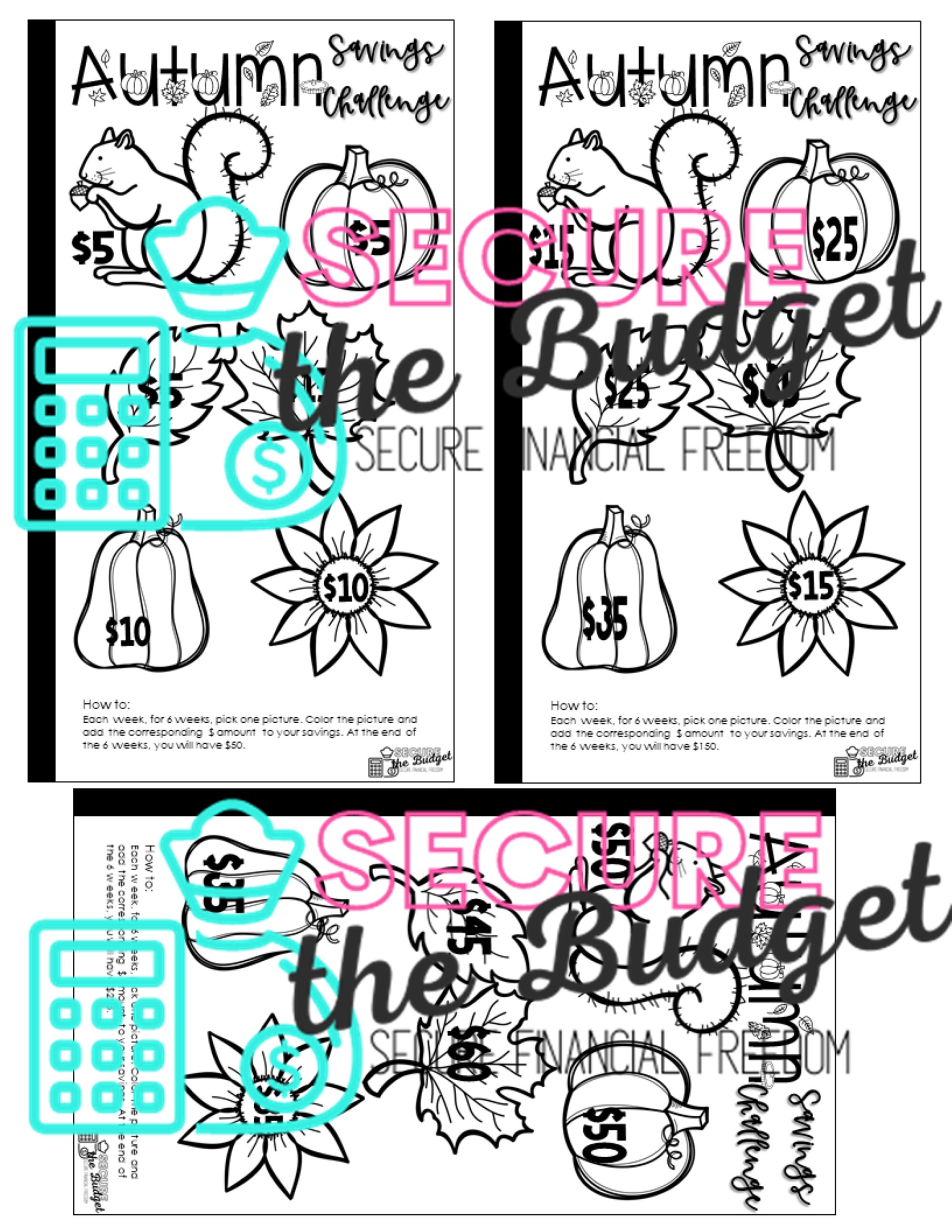 Fall Savings Challenge Envelope and Trackers - Etsy