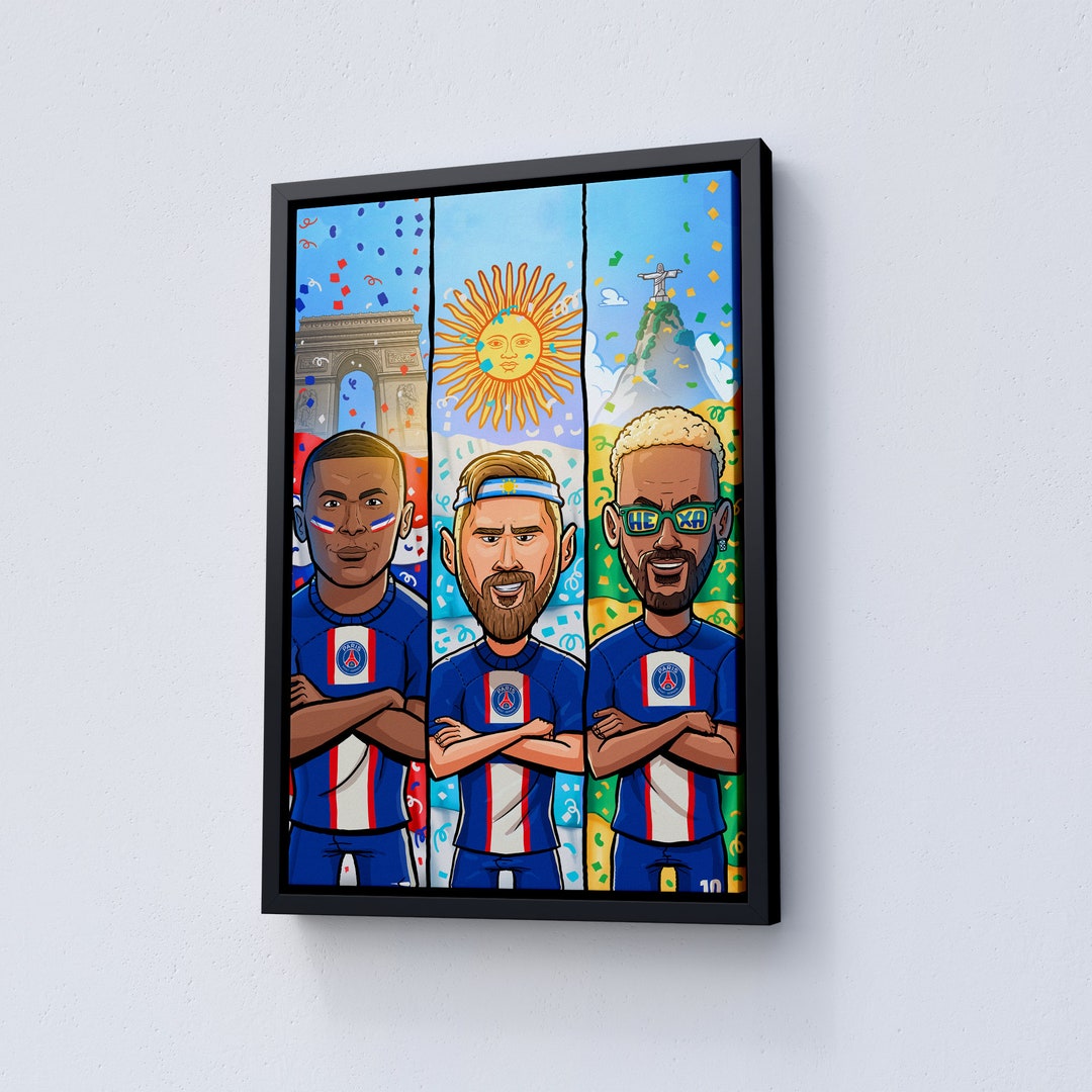 Neymar Jr, Lionel Messi, Kylian Mbappé, PSG Monster Trio, Canvas ...