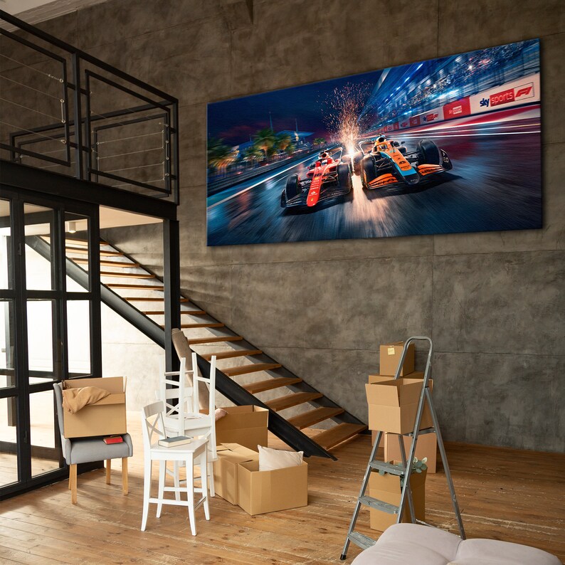 Formula 1 Overtake Ferrari Vs Mclaren Canvas, F1 Print, Formula Wall ...