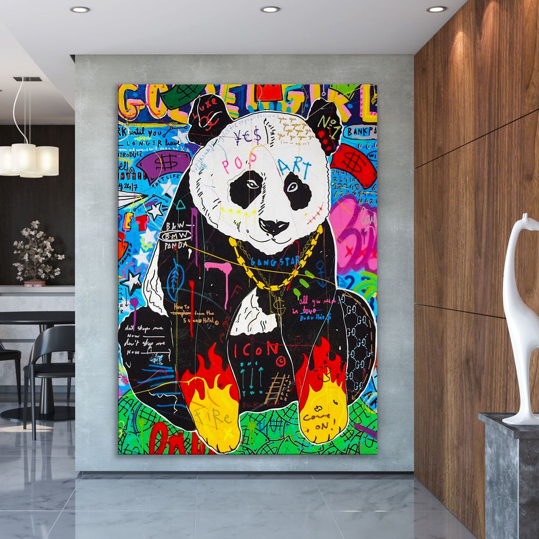Banksy Panda Pop Art Canvas Poster, Kung Fu Panda Pop Art Graffiti Wall ...